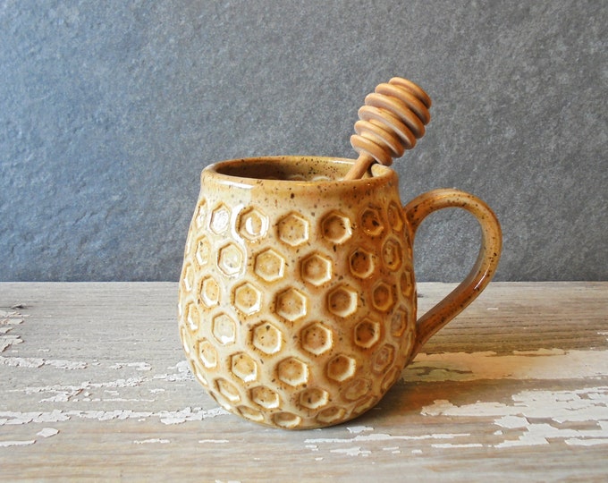 Honeycomb Hive Mug - Large Mug - Handmade Pottery - Honeybee - Bee ...