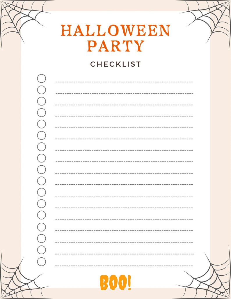 Illustrated Halloween Party Check List Planner - Etsy