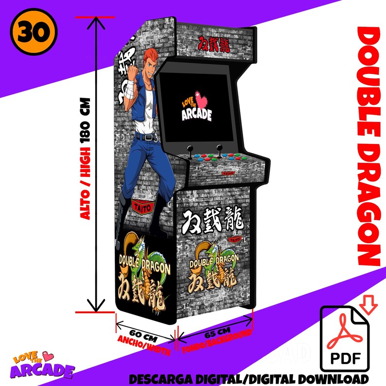 DOUBLE DRAGON Arcade Cabinet Machine Artwork Graphics Vinyl Stickers ...