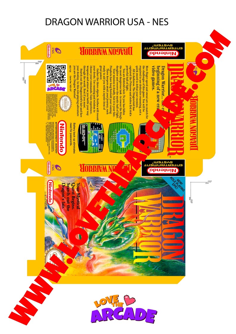 Dragon Warrior USA NES REPRODUCTION BOX TEMPLATE - Etsy