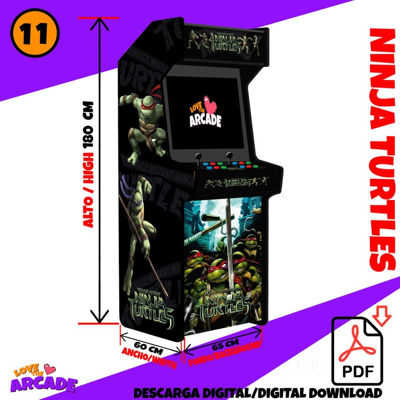 NINJA TURTLES Arcade Cabinet Machine Artwork Graphics Vinyl Stickers ...