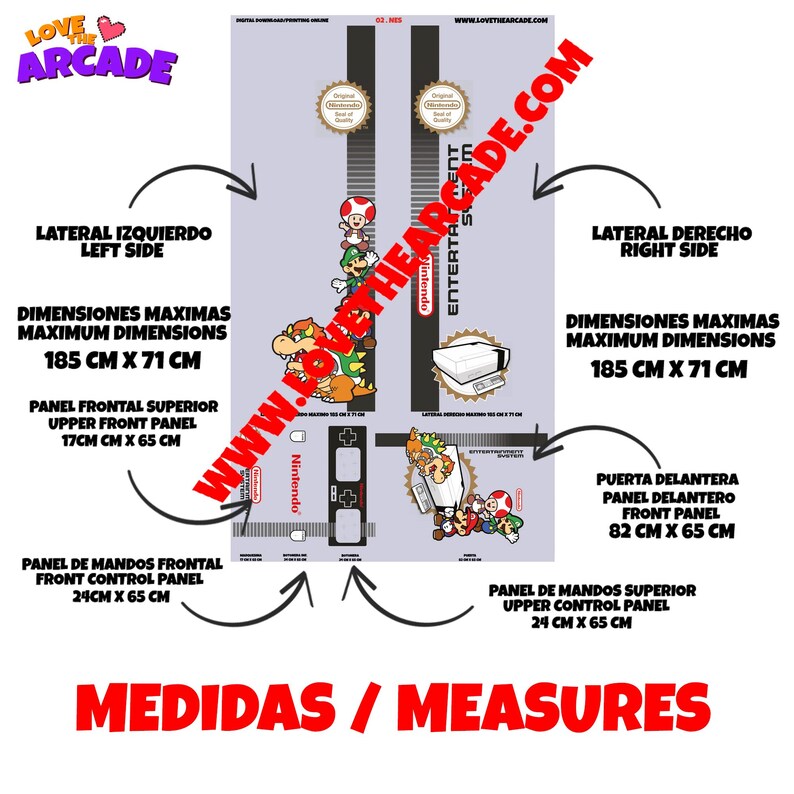 NES Arcade Cabinet Machine Artwork Graphics Vinyl Stickers Decals - Etsy