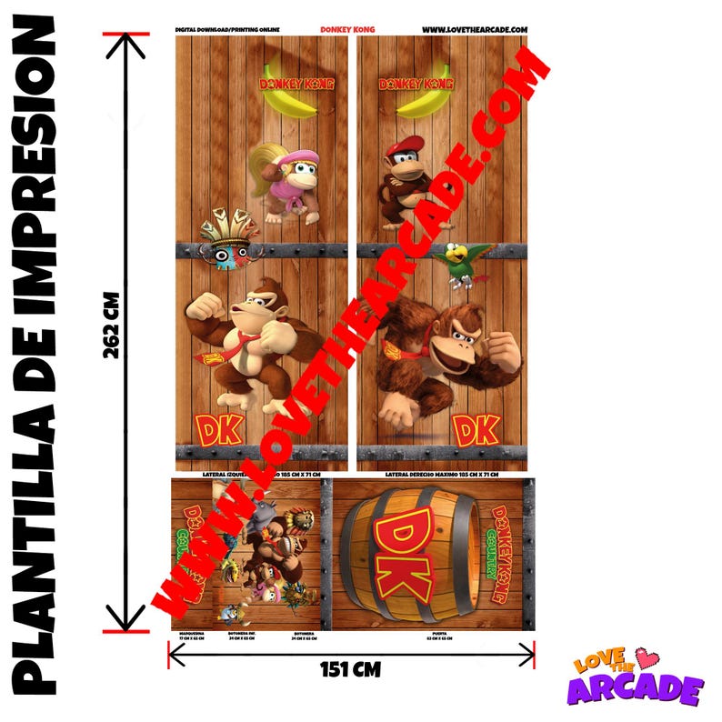 DONKEY KONG Arcade Cabinet Machine Artwork Graphics Vinyl Stickers ...