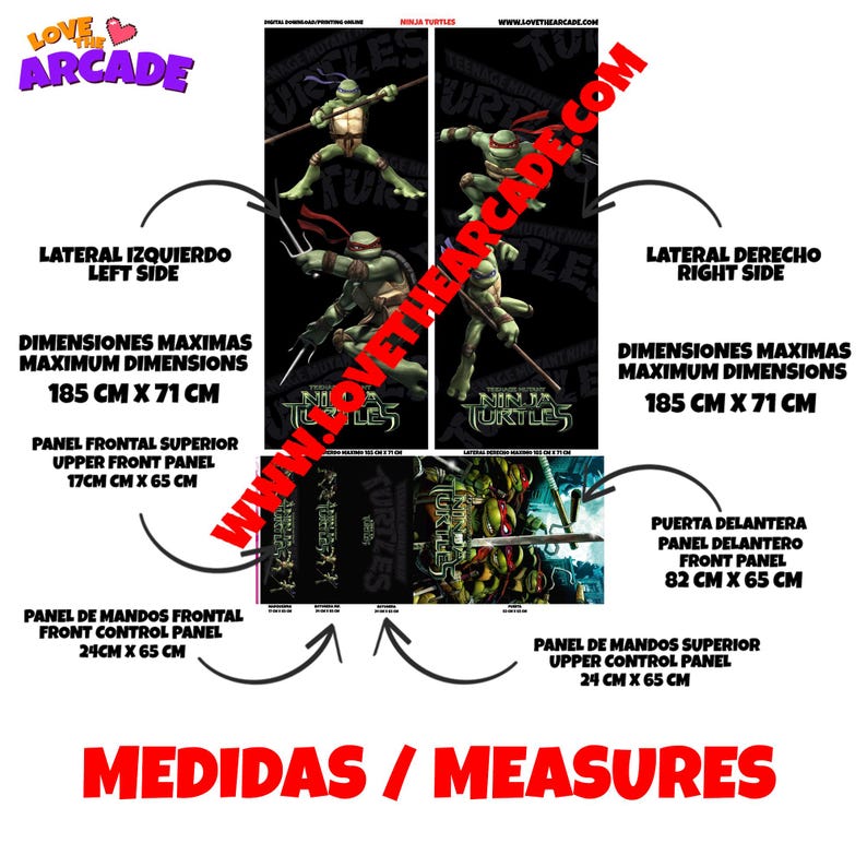 NINJA TURTLES Arcade Cabinet Machine Artwork Graphics Vinyl Stickers ...
