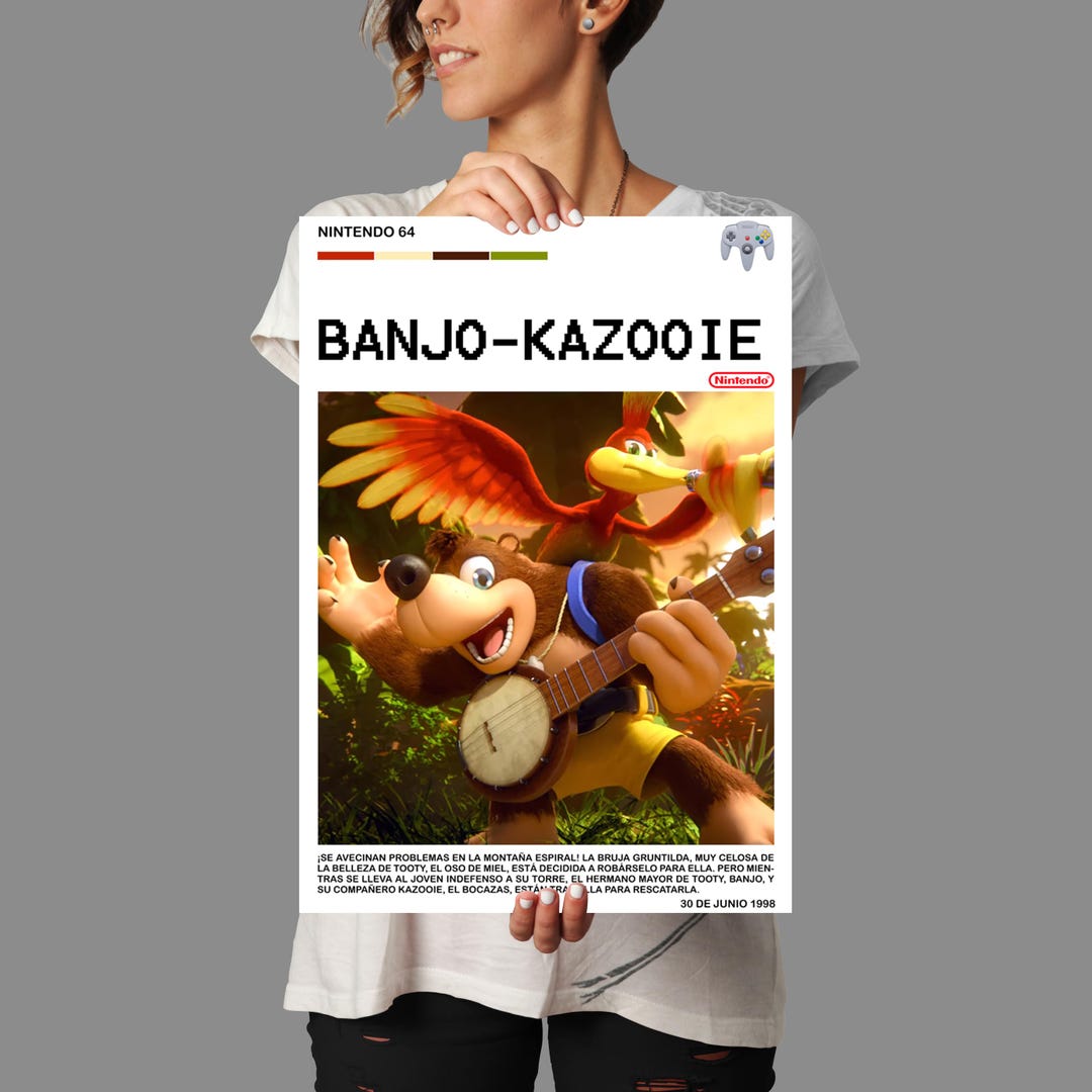 BANJO-KAZOOIE Video Game Poster, Sticker, Gomer Picture Design, Retro ...
