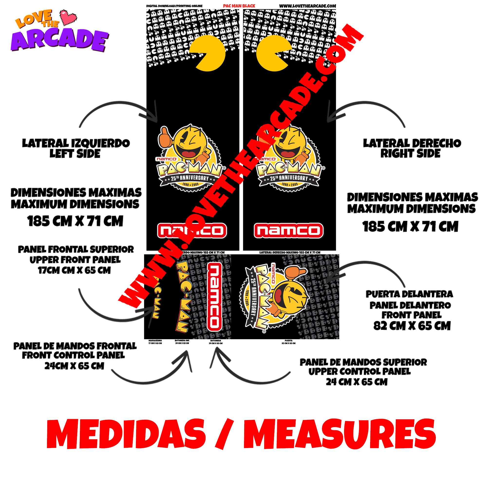 PAC MAN Edition Black Arcade Cabinet Machine Artwork Graphics Vinyl ...