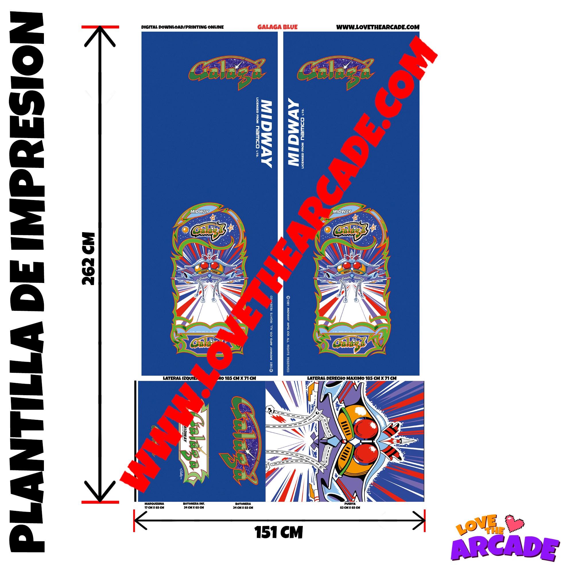 GALAGA BLUE Arcade Cabinet Machine Artwork Graphics Vinyl Stickers ...