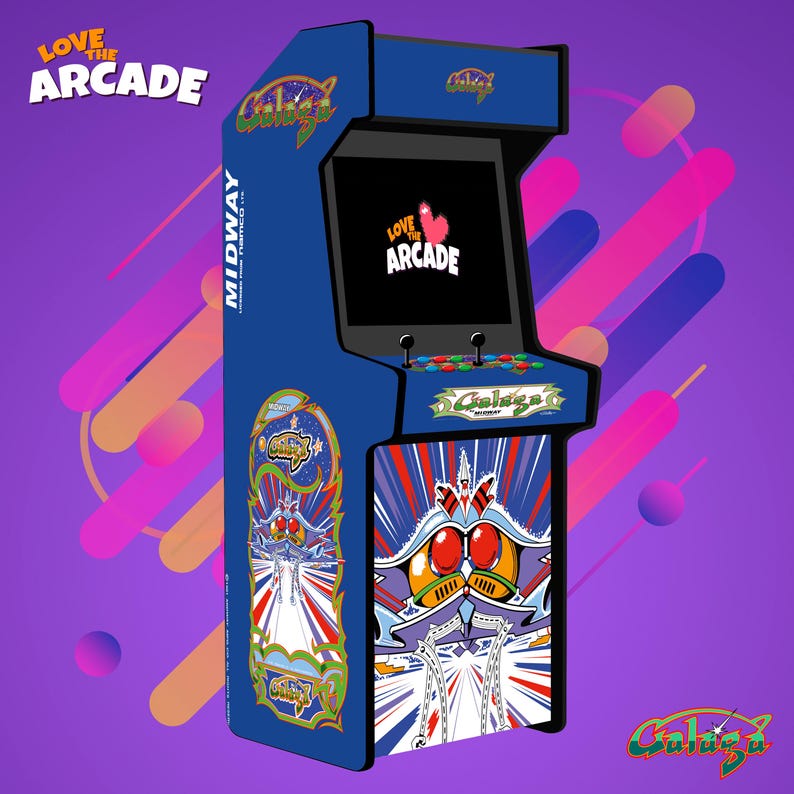 GALAGA BLUE Arcade Cabinet Machine Artwork Graphics Vinyl Stickers ...