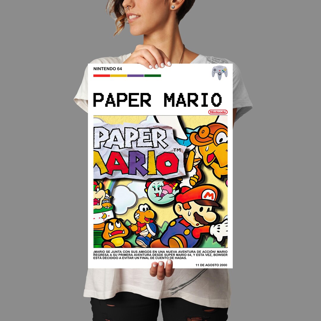 PAPER MARIO Video Game Poster, Sticker, Gomer Picture Design, Retro ...