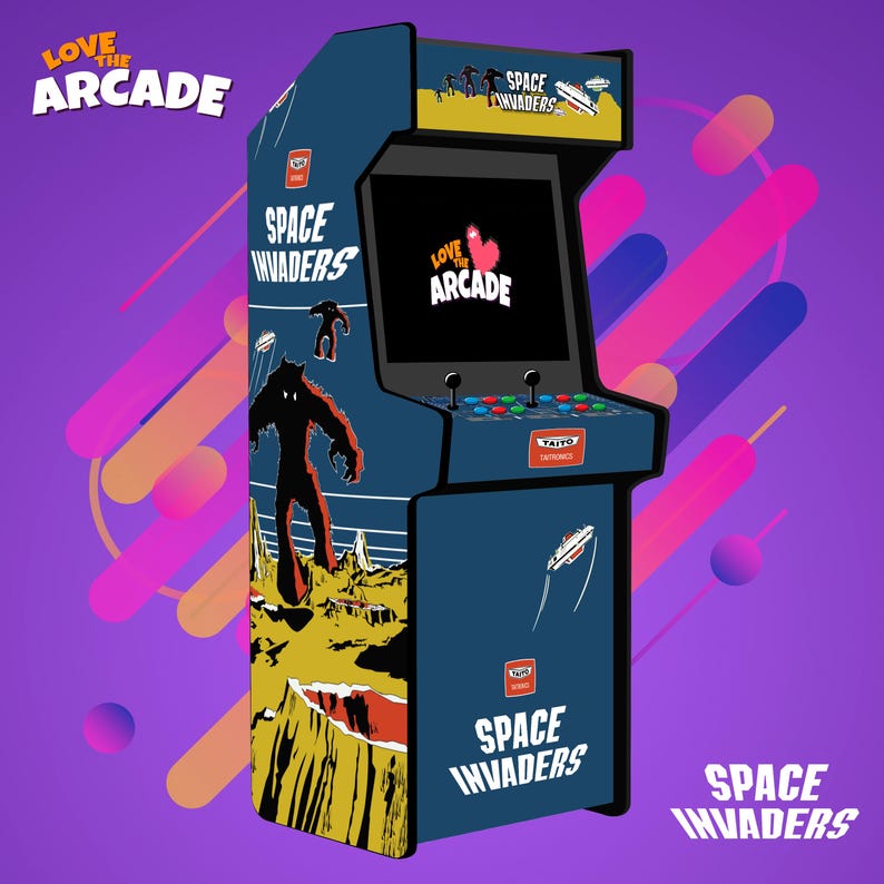 SPACE INVADERS Arcade Cabinet Machine Artwork Graphics Vinyl Stickers ...