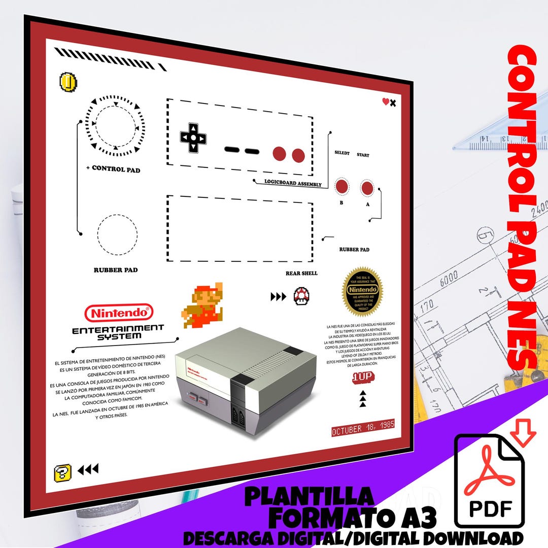 Download CONTROL PAD Nes Disassemble Layout Template PDF Format - Etsy