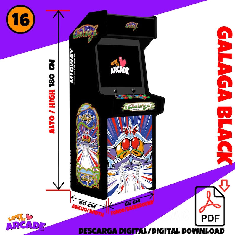 GALAGA BLACK Arcade Cabinet Machine Artwork Graphics Vinyl Stickers ...