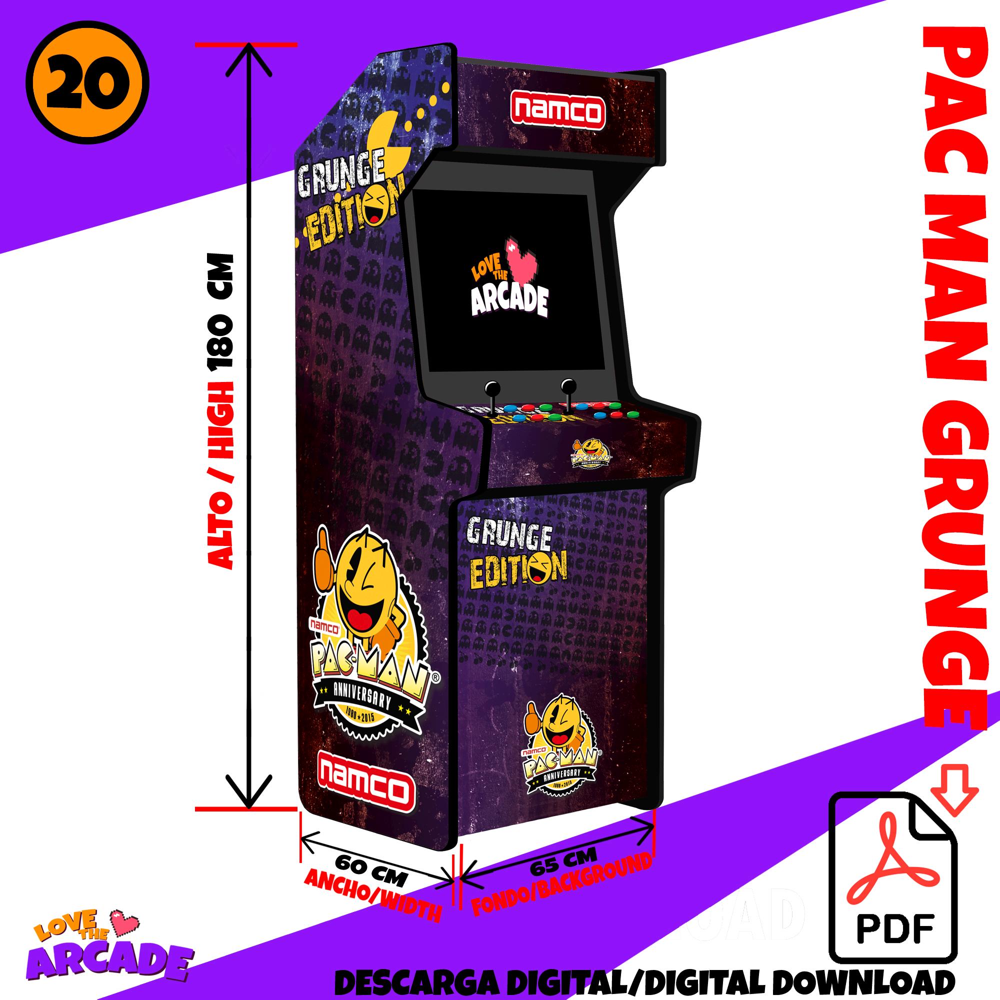 PAC MAN GRUNGE Arcade Cabinet Machine Artwork Graphics Vinyl Stickers ...