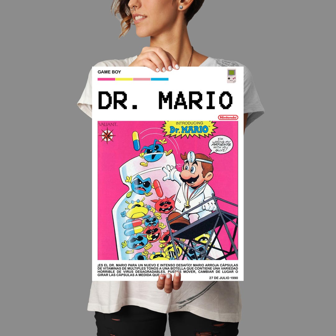 DR MARIO Video Game Poster, Sticker, Gomer Picture Design, Retro ...