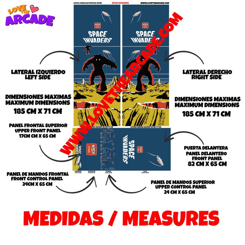 SPACE INVADERS Arcade Cabinet Machine Artwork Graphics Vinyl Stickers ...