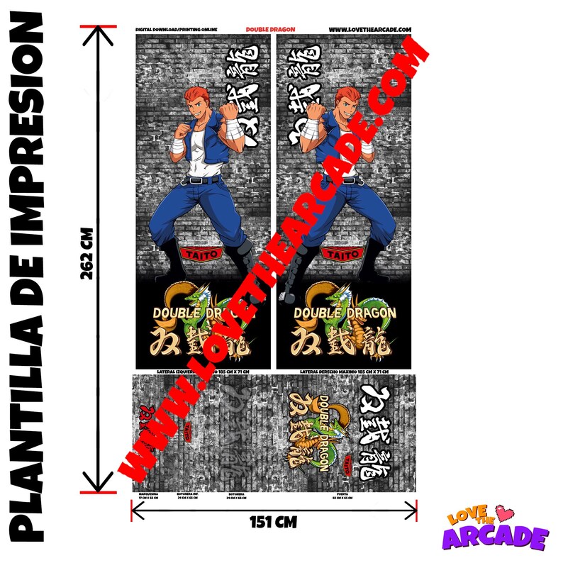 DOUBLE DRAGON Arcade Cabinet Machine Artwork Graphics Vinyl Stickers ...