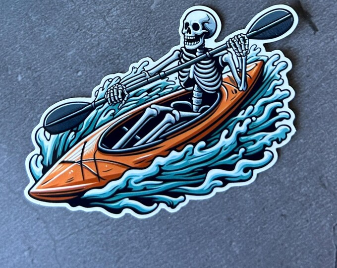 Skeleton Kayaking Sticker | Water Bottle Sticker | Laptop Sticker ...