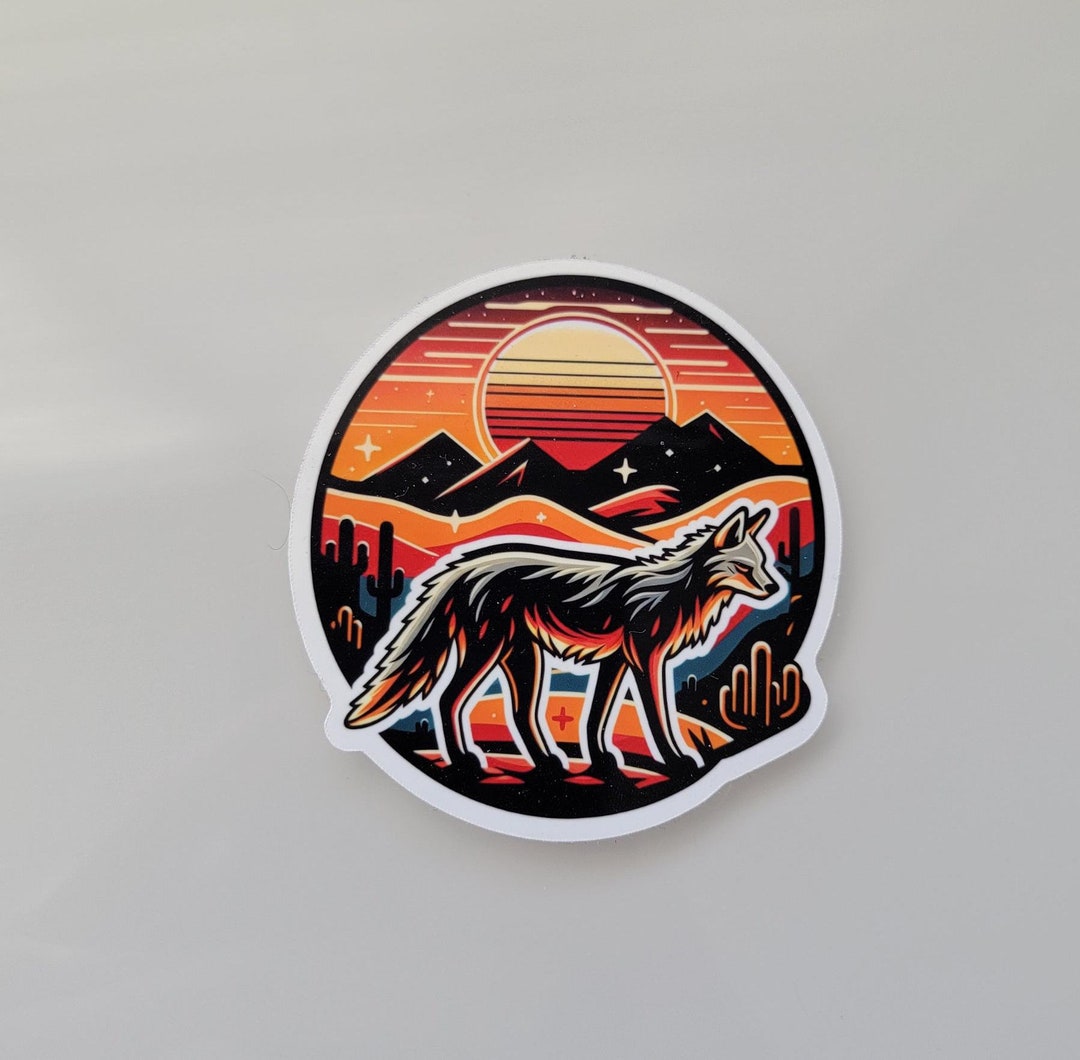 Coyote Sticker | Water Bottle Sticker | Laptop Sticker | Desert ...
