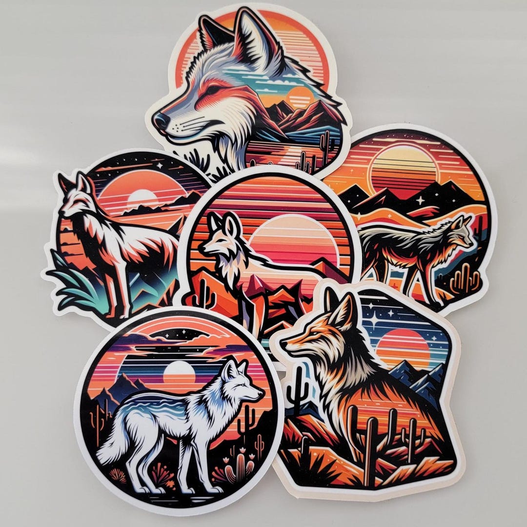 Coyote Sticker Pack Water Bottle Sticker Laptop Sticker Desert Coyotes ...