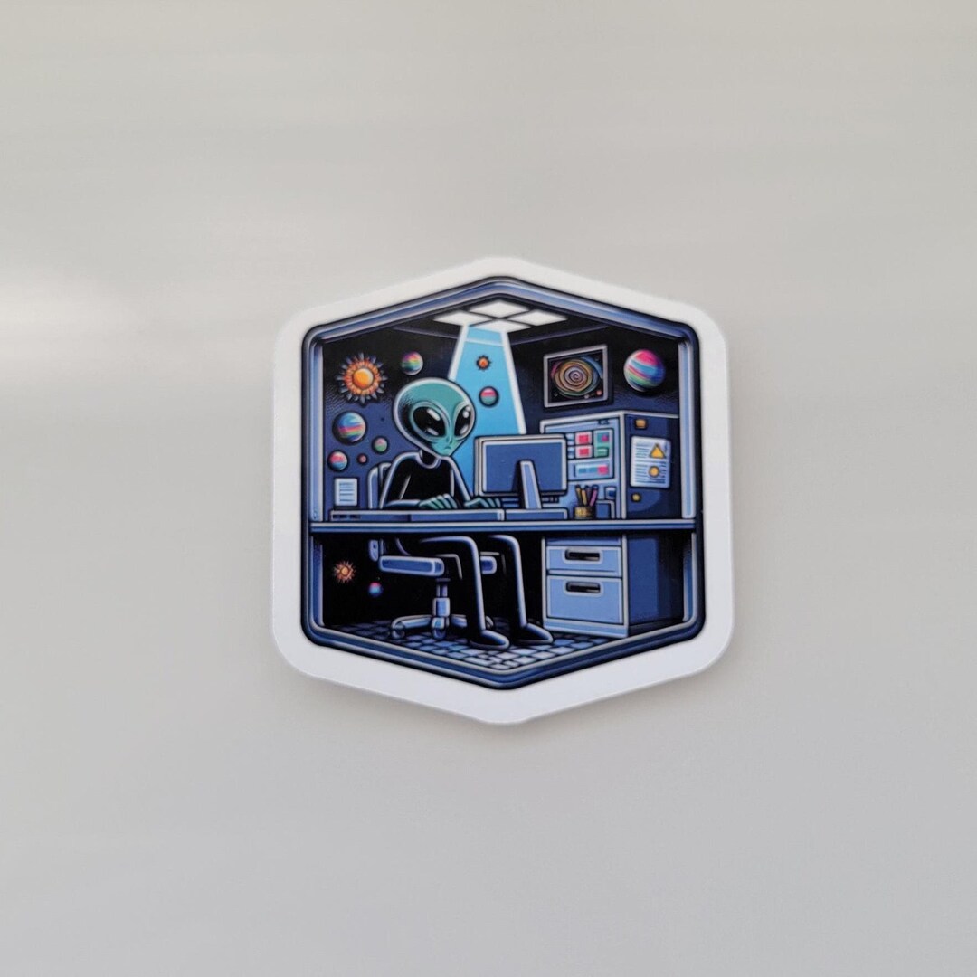 Alien Cubicle Sticker | Water Bottle Sticker | Laptop Sticker | Funny ...