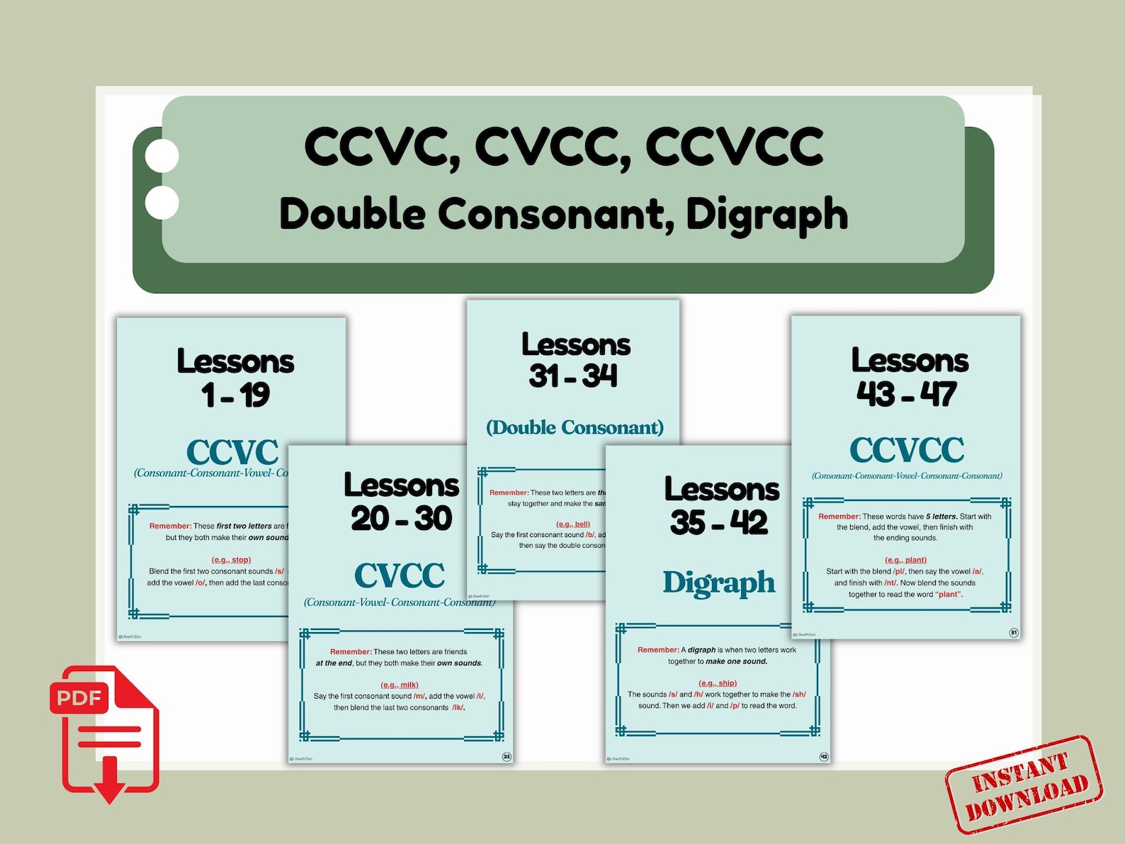 Reading Lesson Guide Level 2 (CCVC, CVCC, CCVCC) Toddlers, Preschoolers ...