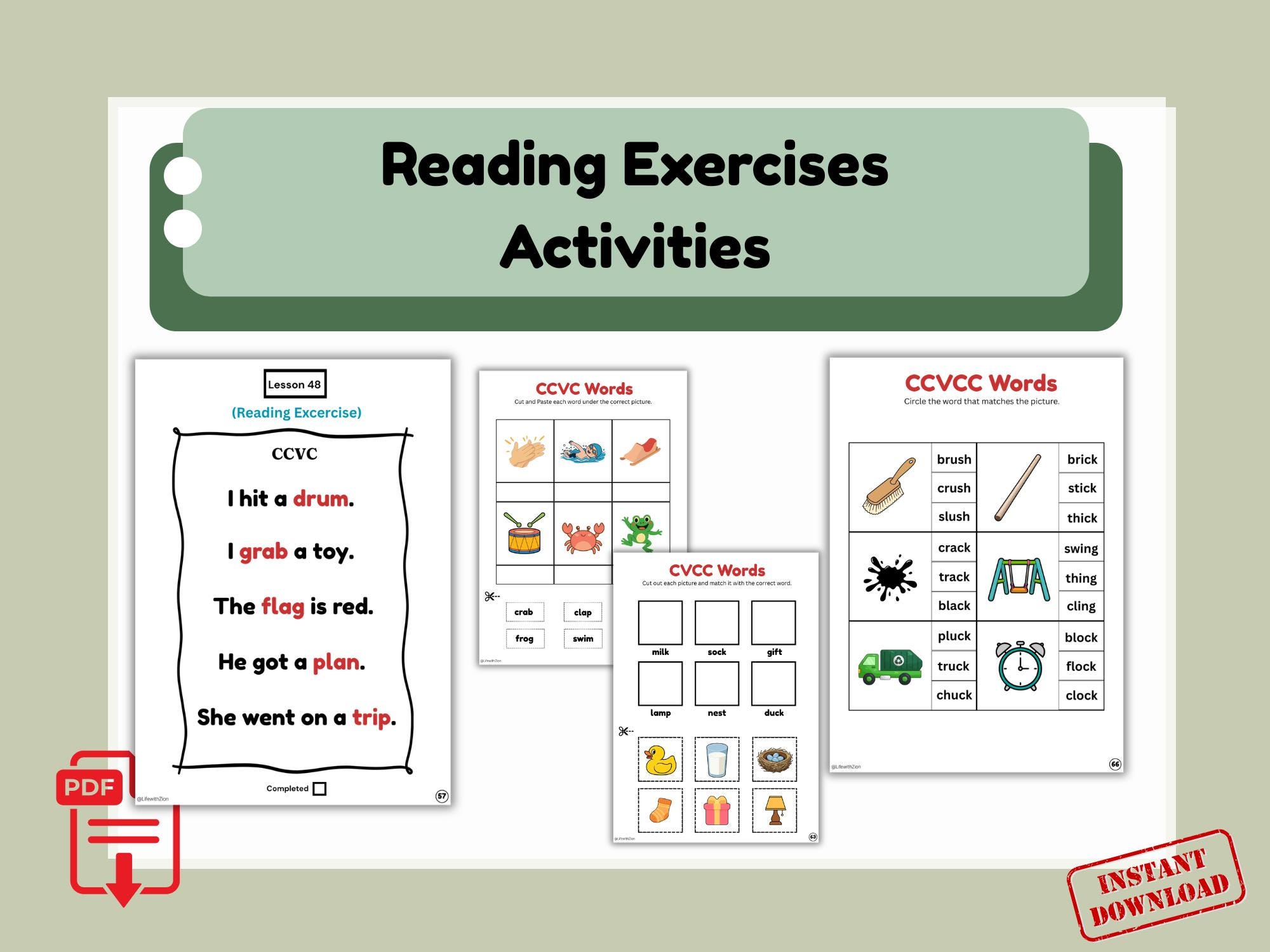 Reading Lesson Guide Level 2 (CCVC, CVCC, CCVCC) Toddlers, Preschoolers ...