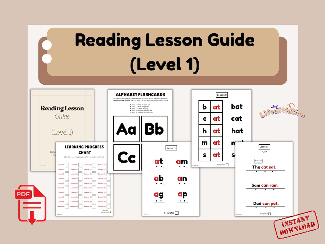 Reading Lesson Guide Level 1 (VC, CVC and Simple Sentences) Toddlers ...