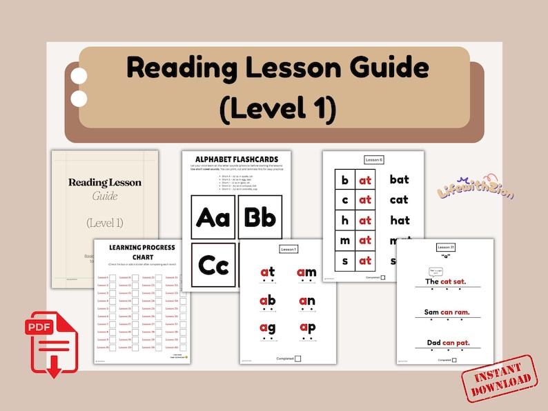 Reading Lesson Guide Level 1 (VC, CVC and Simple Sentences) Toddlers ...