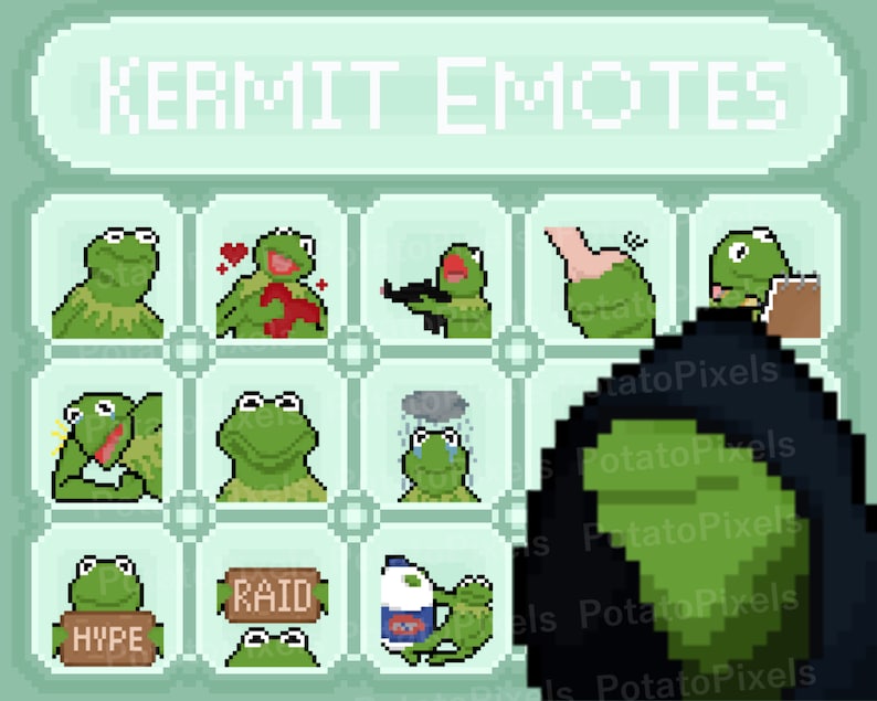 Kermit the Frog Meme Emotes for Streaming | Twitch/discord | Premade ...