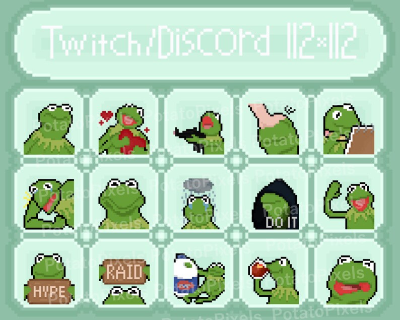 Kermit the Frog Meme Emotes for Streaming | Twitch/discord | Premade ...