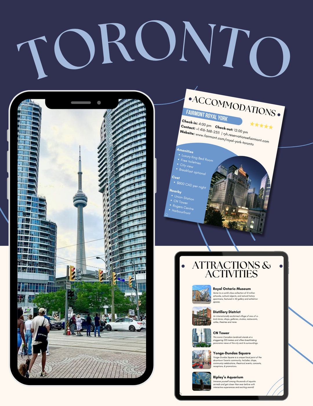 Toronto Travel Itinerary Template, Digital Editable Instant Canva ...