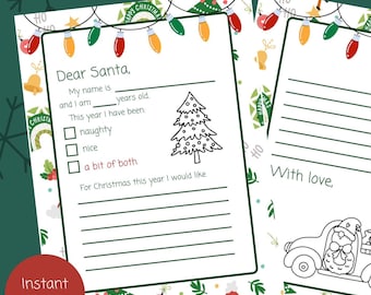 Letter to Santa Coloring Page, Letter to Santa, Christmas Wish List ...