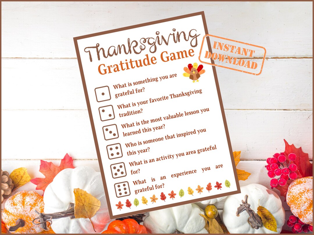 PRINTABLE Thanksgiving Gratitude Game, Thanksgiving Party Game ...
