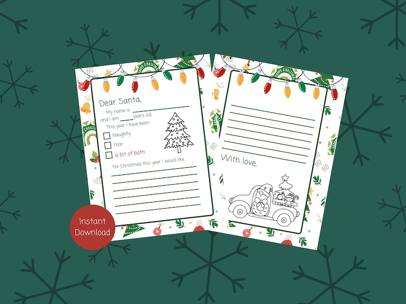 PRINTABLE Letter to Santa, Santa Letter, Kids Letter to Santa ...