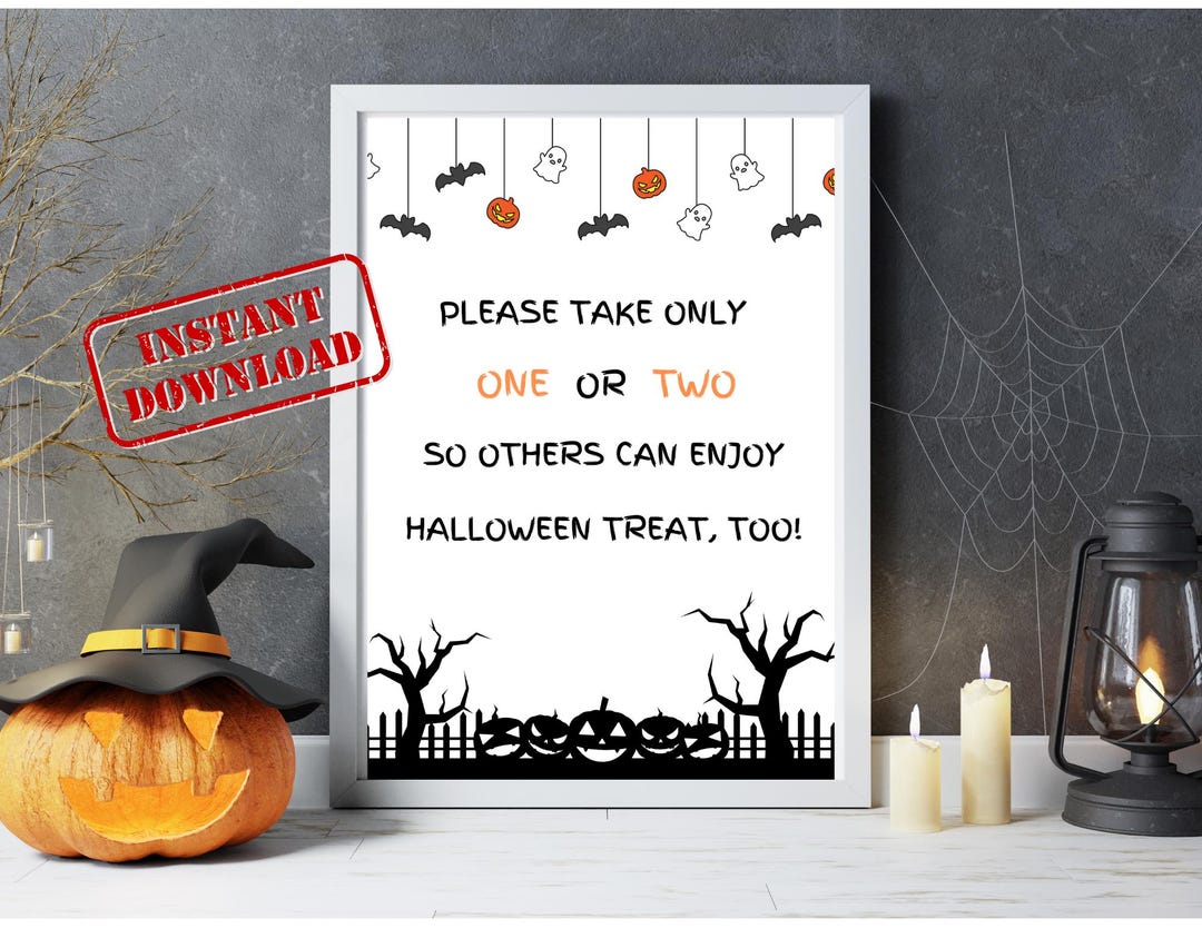 PRINTABLE Halloween Candy Bowl Sign, Please Take One Sign, Trick or ...