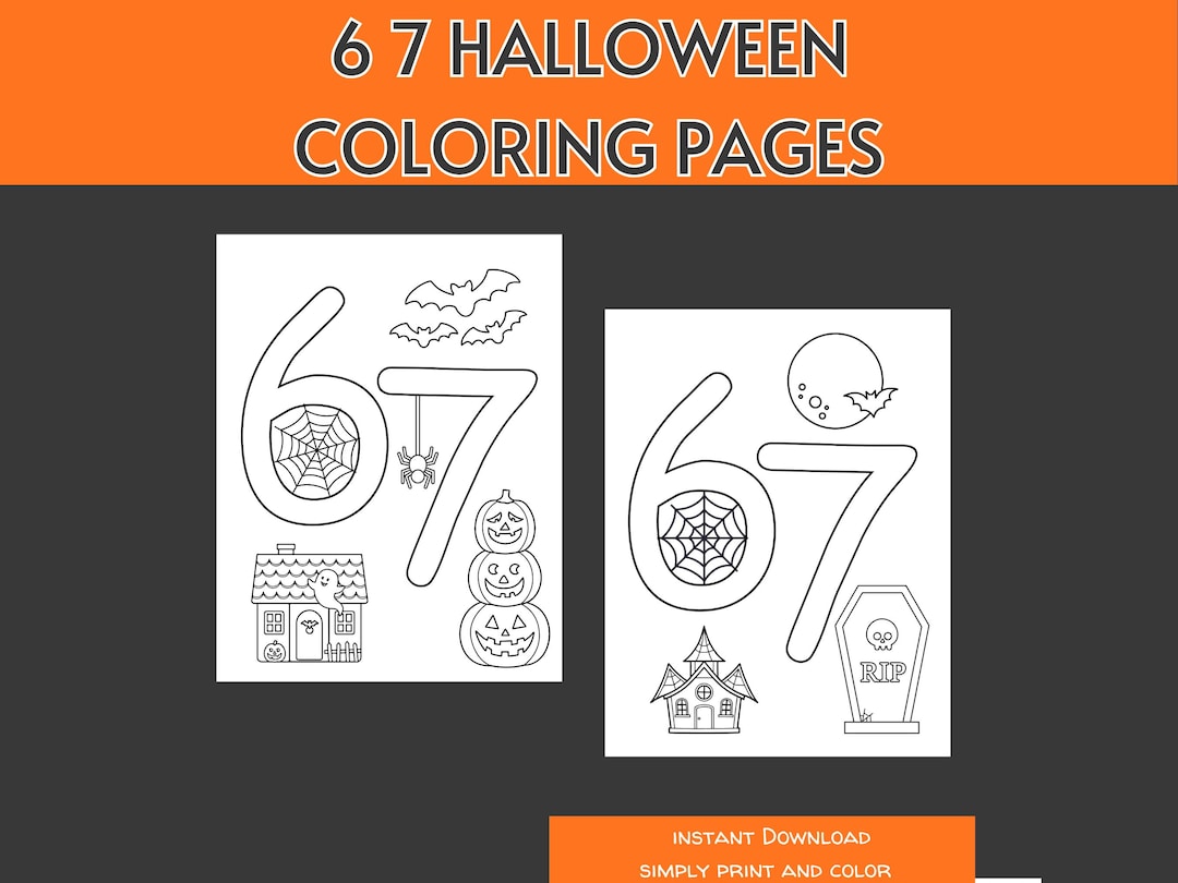 PRINTABLE 6 7 Halloween Coloring Pages, Spooky Halloween Coloring Sheet ...