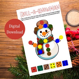 PRINTABLE Roll a Snowman Dice Game, Printable Holiday Game, Christmas ...