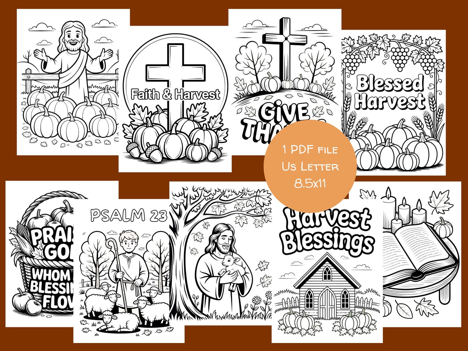 PRINTABLE Fall Christian Coloring Pages for Kids, Bible Themed Autumn ...