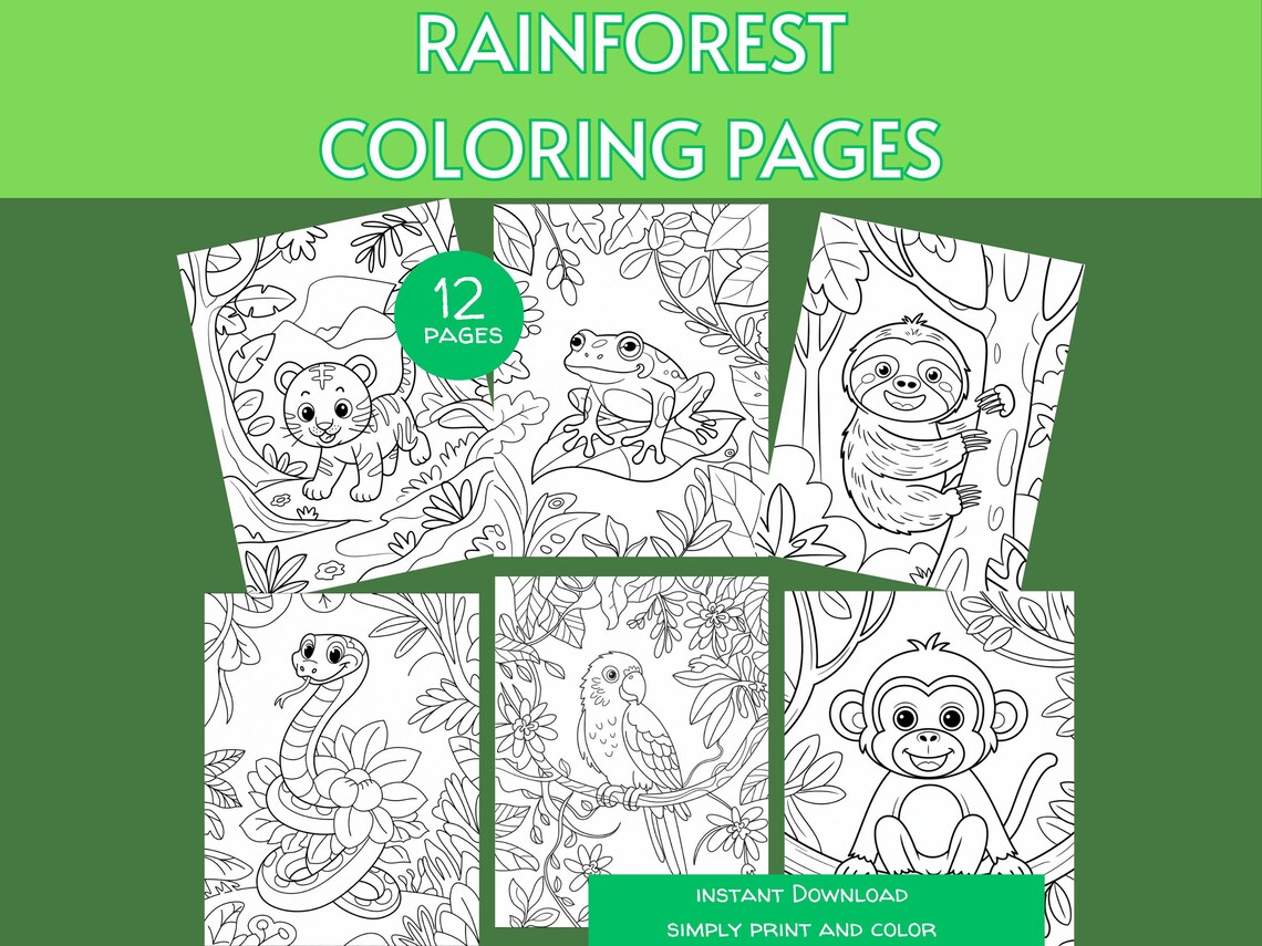 PRINTABLE Rainforest Coloring Pages, Rainforest Coloring Sheets, Kids ...