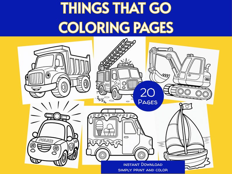 PRINTABLE Things That Go Coloring Pages for Kids, Transportation ...