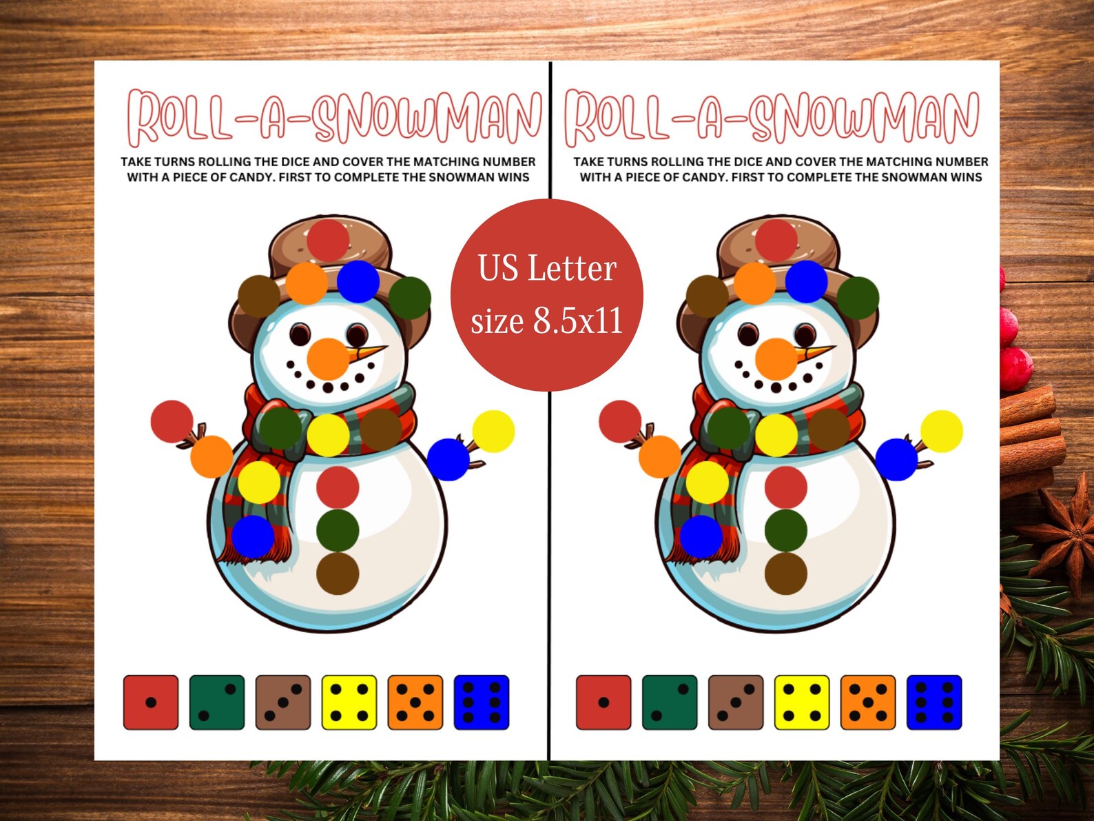 PRINTABLE Roll a Snowman Dice Game, Printable Holiday Game, Christmas ...