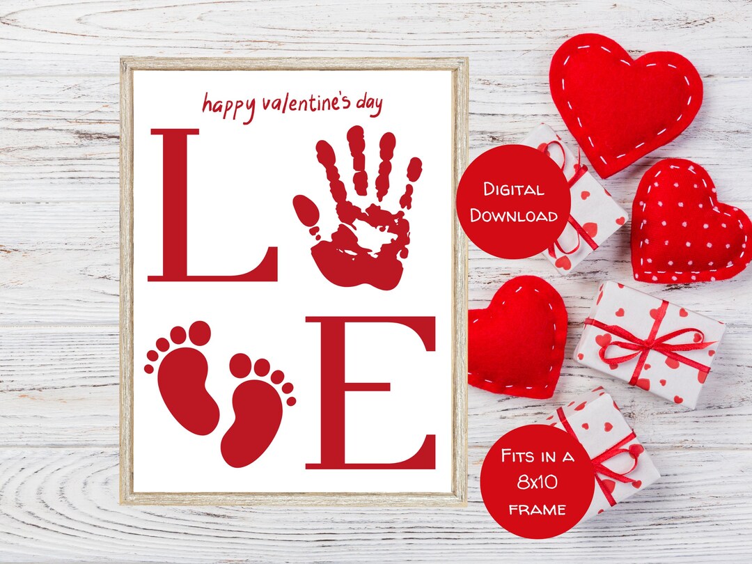 PRINTABLE Valentine's Day Card, Toddler Handprint Art, Handprint ...