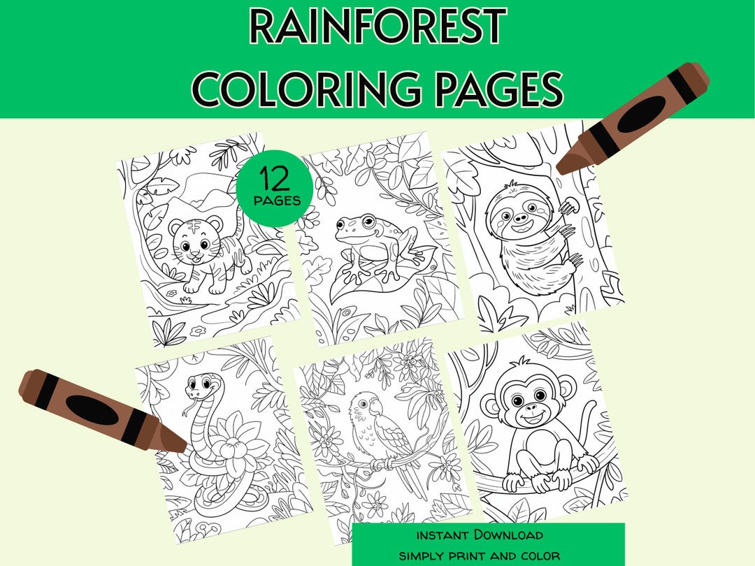 PRINTABLE Rainforest Coloring Pages, Rainforest Coloring Sheets, Kids ...