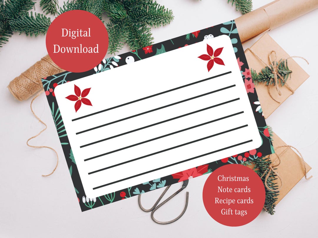 PRINTABLE Christmas Note Cards, Christmas Gift Tags, Christmas Recipe ...