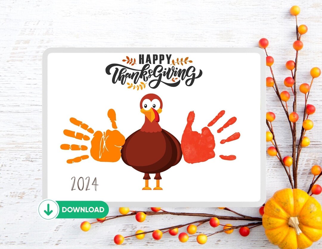 PRINTABLE Fall Handprint Art, Thanksgiving Fall Art Craft, Preschool ...