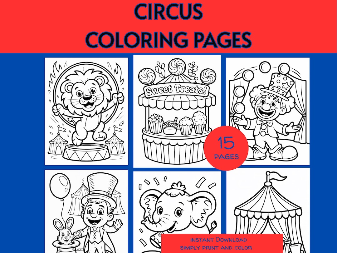 PRINTABLE Circus Coloring Pages for Kids, Carnival Coloring, Kids ...