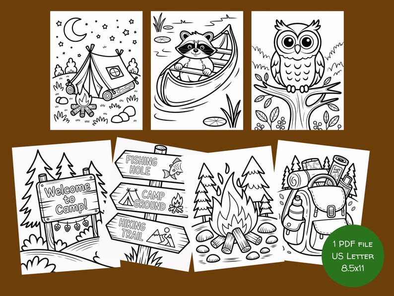 PRINTABLE Camping Coloring Pages, Summer Camp, Road Trip Activity Book ...