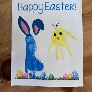 PRINTABLE Easter Handprint Art Craft for Kids, Bunny and Chick Keepsake ...
