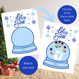 PRINTABLE Snowglobe Handprint Footprint Craft, Christmas Wall Art, Kids ...