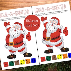 PRINTABLE Roll a Santa Dice Game, Printable Holiday Game, Christmas ...